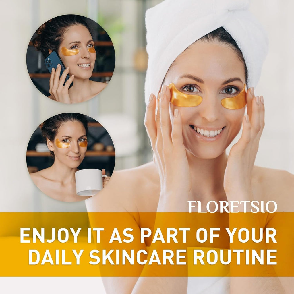 Under Eye Patches for Dark Circles - 24K Gold Collagen Cooling Gel Eye ...