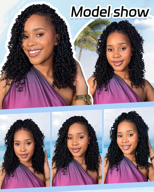 Eerya 10 Inch Yanky Twist Crochet Hair for Women 8 Packs Fluffy Preloo ...